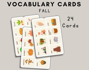 Autumn Vocabulary Cards, Fall Words, Seasonal Activity, Printable ...