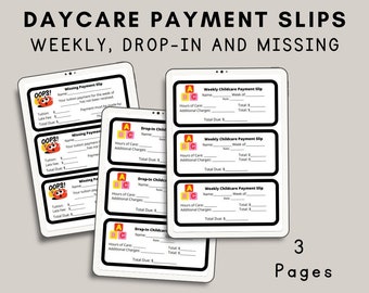 Weekly Payment Slip, Daycare Payment Form, Payment Amount Slips ...