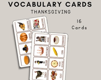 Thanksgiving Flash Cards, Flashcards for Preschool, Word Wall ...