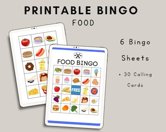 Printable Food BINGO Game, Kawaii Restaurant Digital Download for Kids ...