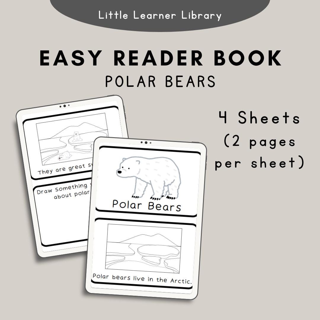 Polar Bear Printable Nonfiction easy Reader Book - Etsy