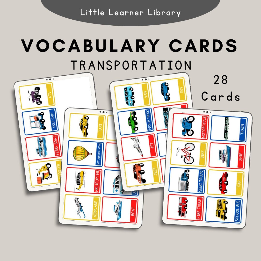 Tarjetas de vocabulario de transporte - Etsy España