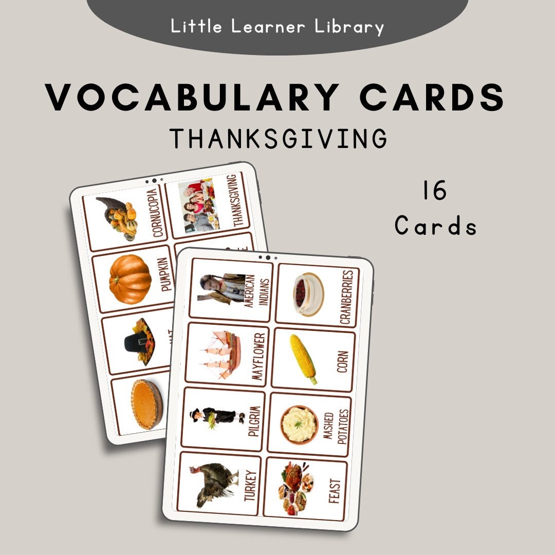 Thanksgiving Vocabulary Cards - Etsy