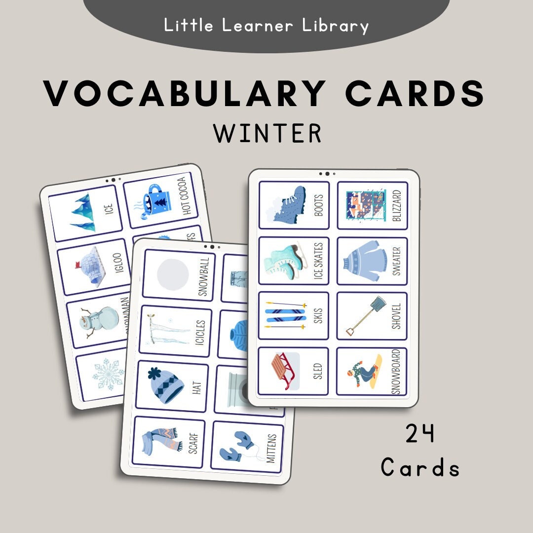 Winter Vocabulary Cards - Etsy