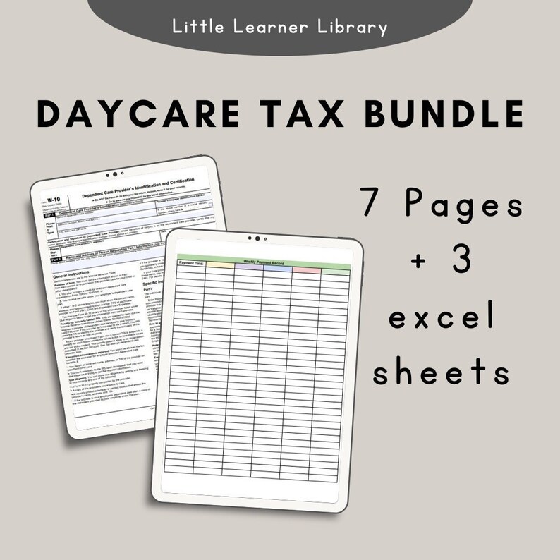 Daycare Financial tax Document Bundle - Etsy