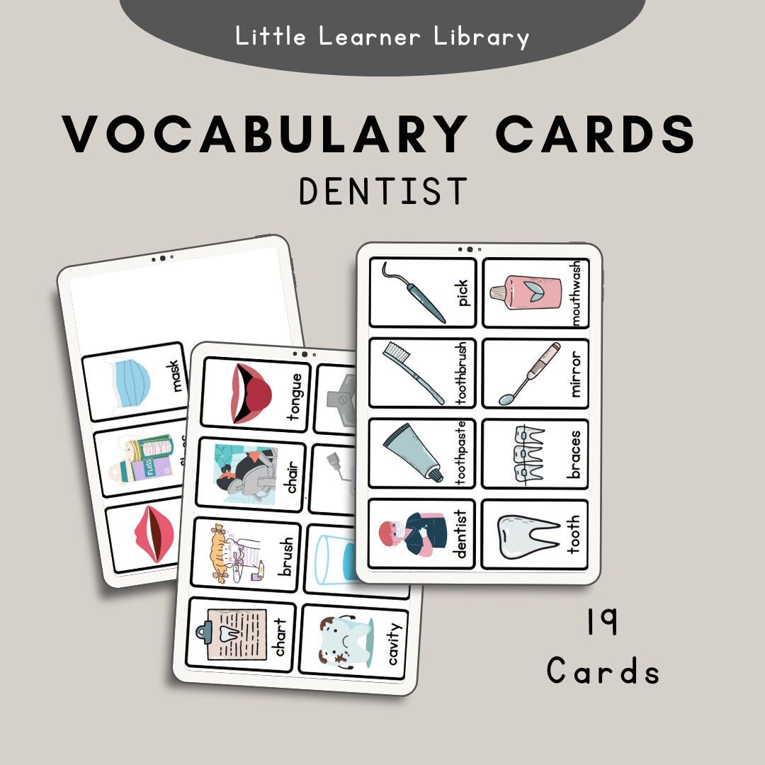 Dentist Vocabulary Cards - Etsy