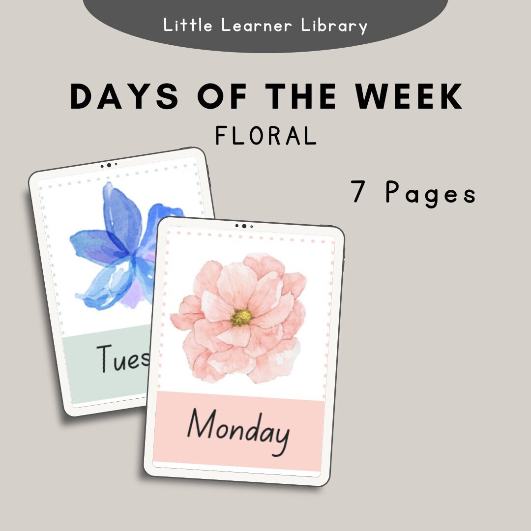 Days of the Week Posters - Pastel Florals - Etsy