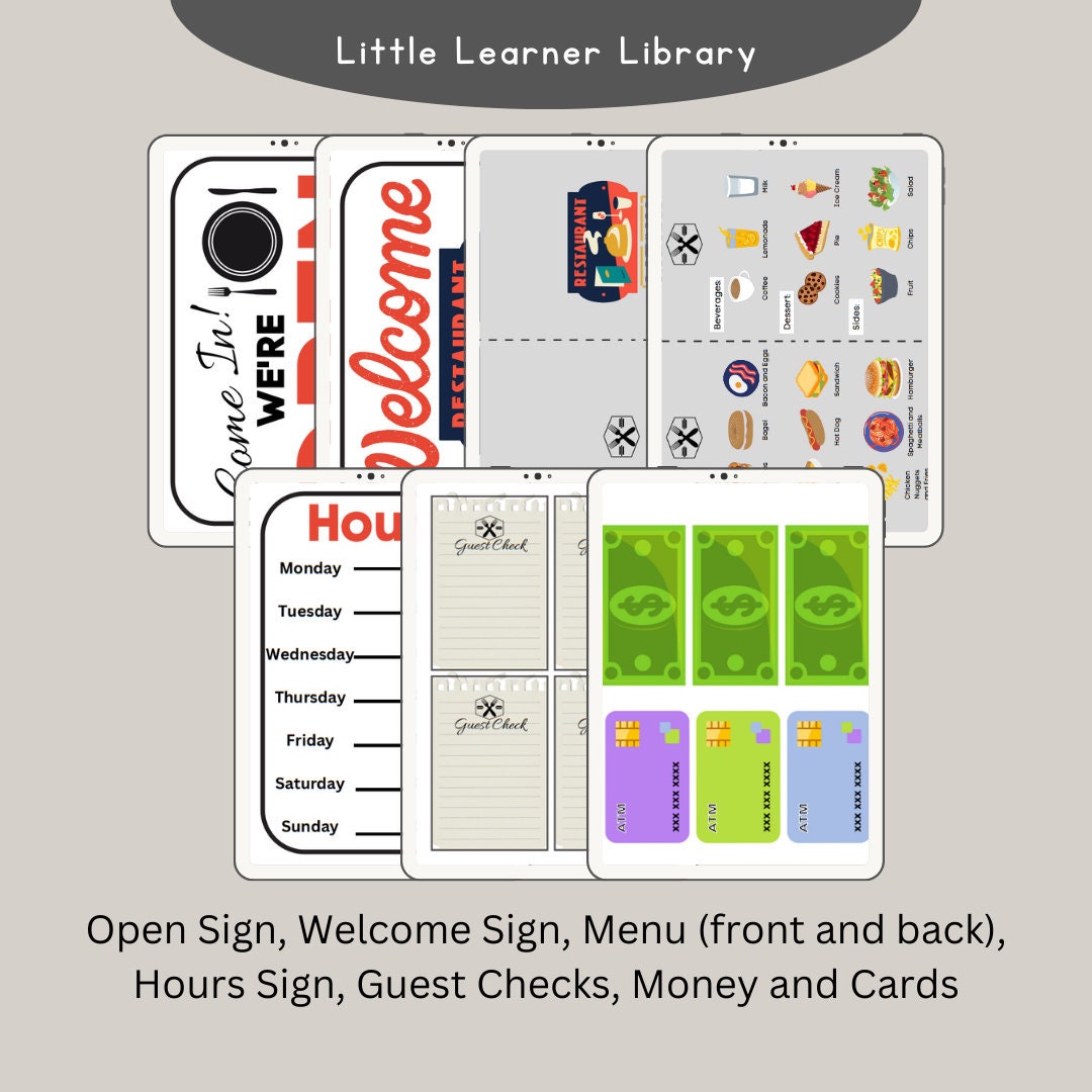 Restaurant Dramatic Play Printables - Etsy