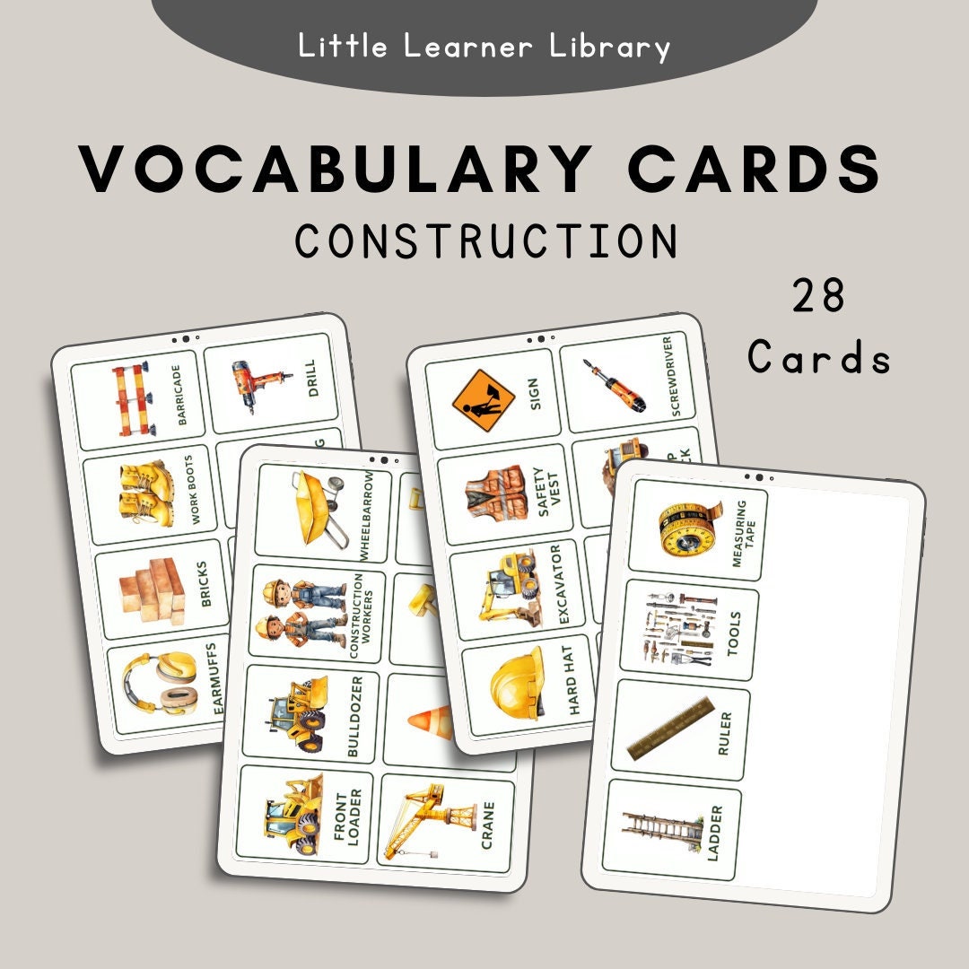 Construction Vocabulary Cards - Etsy