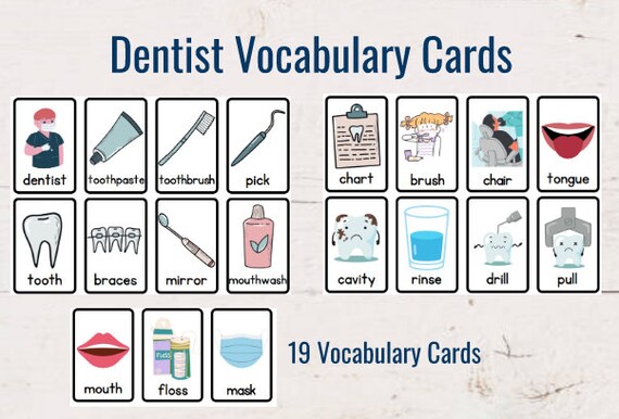 Dentist Vocabulary Cards - Etsy
