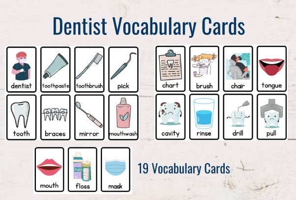 Dentist Vocabulary Cards - Etsy