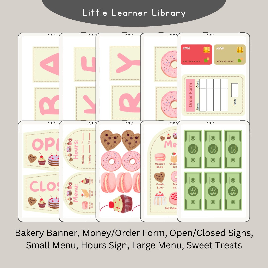 Bakery Dramatic Play Printables - Etsy