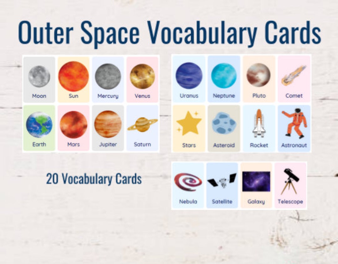 Outer Space Vocabulary Cards - Etsy