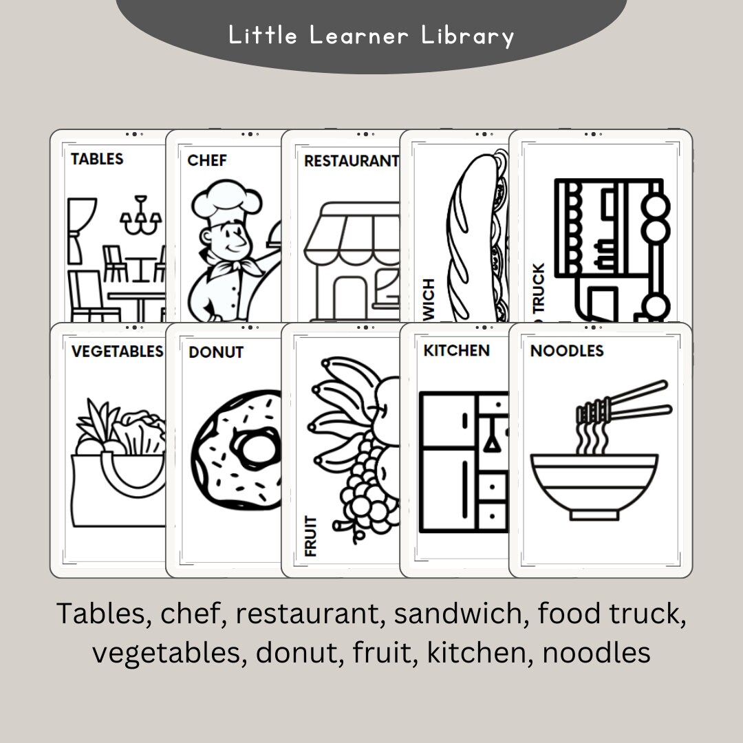 Simple Restaurant/food Coloring Sheets Set of 10 - Etsy