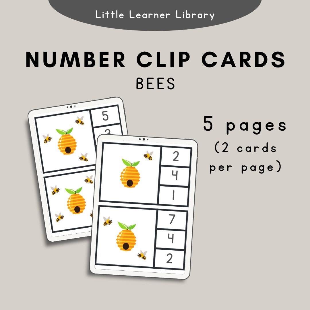 Bee Clip Cards (#'s 1-10) - Etsy