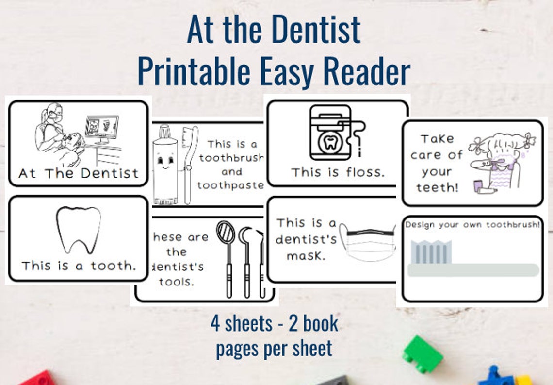 At the Dentist Printable easy Reader Book - Etsy