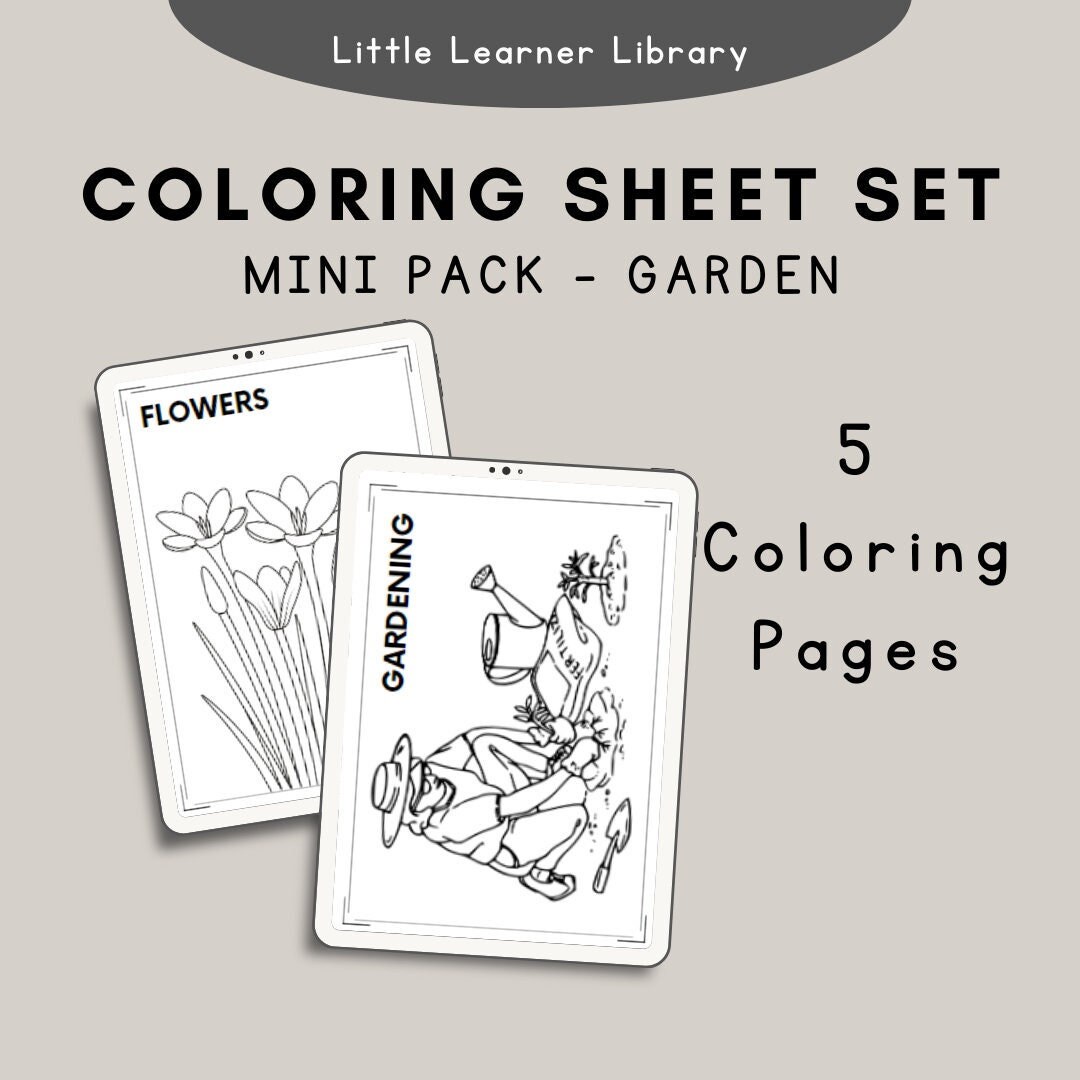 Garden Coloring Sheets Mini Pack: Set of 5 - Etsy