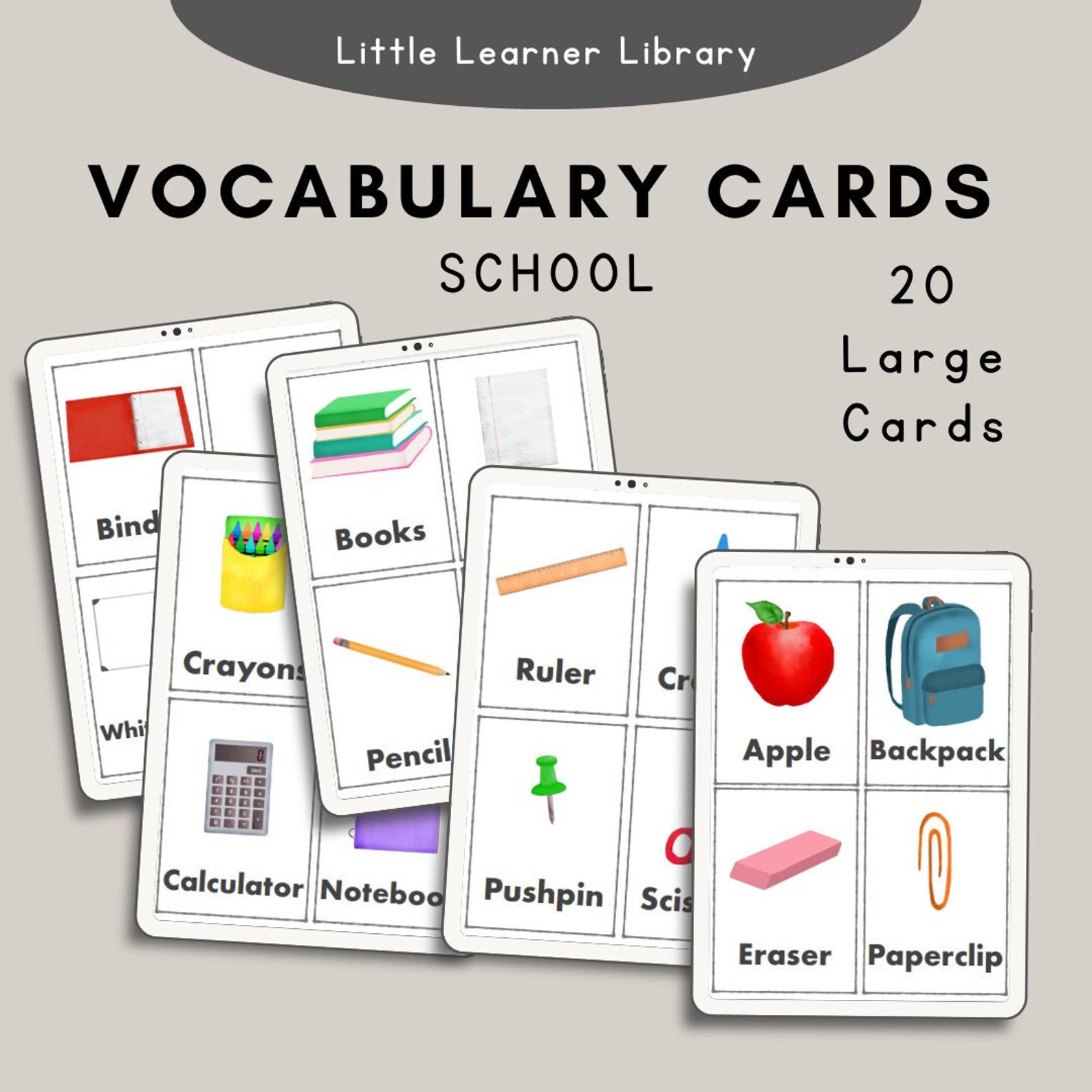 School Vocabulary Cards - Etsy