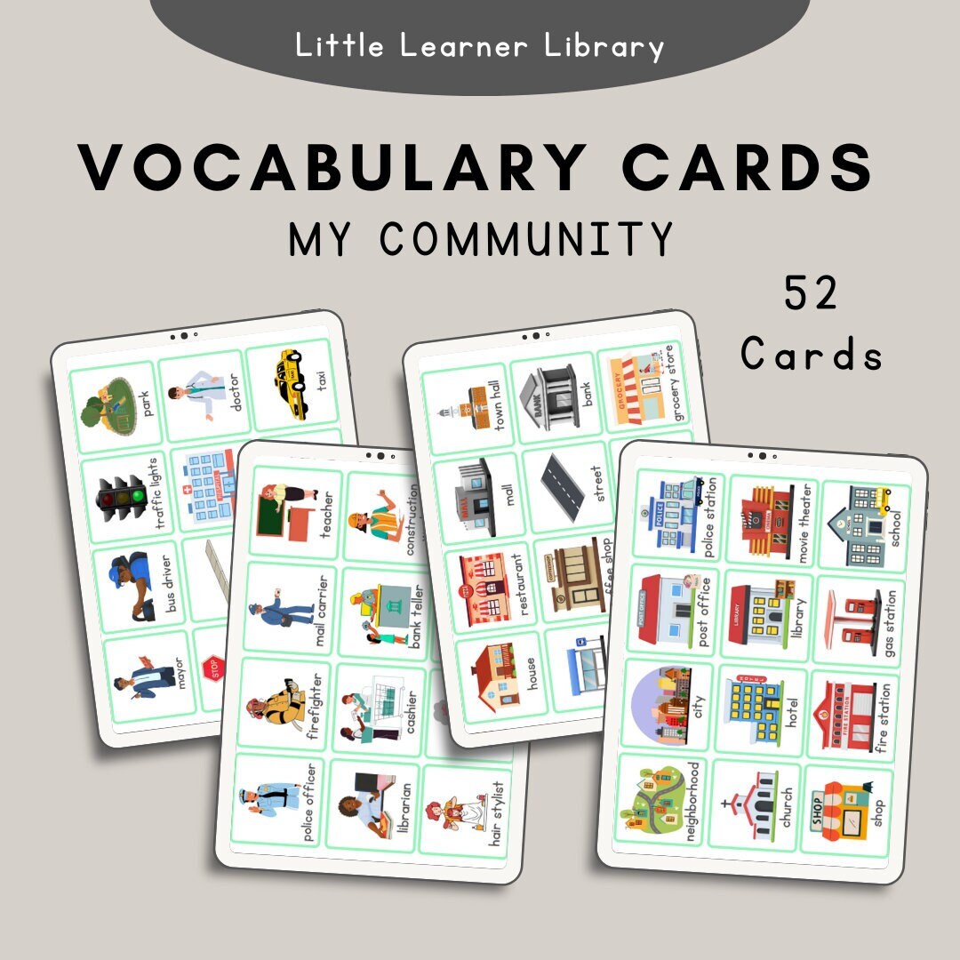 My Community Vocabulary Cards - Etsy