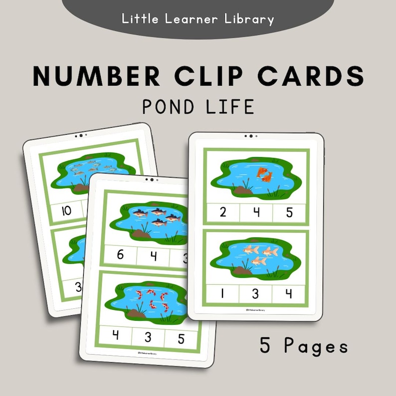 Pond Life Number Clip Cards (#'s 1-10) - Etsy