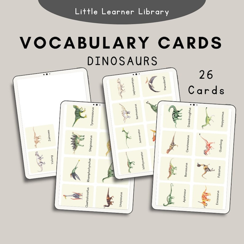 Dinosaur Vocabulary Cards - Etsy