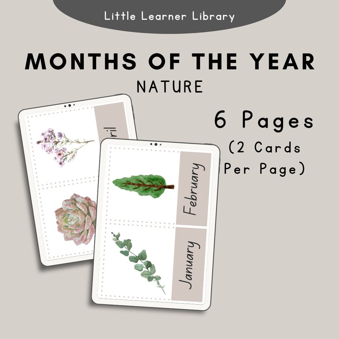 Months of the Year Cards - Nature - Etsy