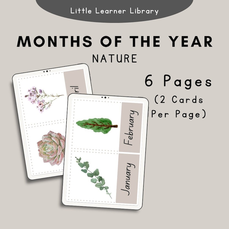 Months of the Year Cards - Nature - Etsy