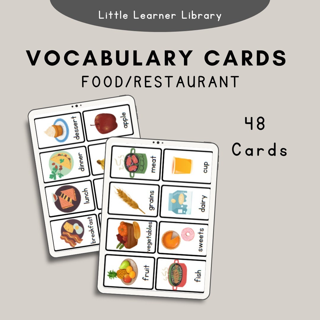 Food/restaurant Vocabulary Cards - Etsy