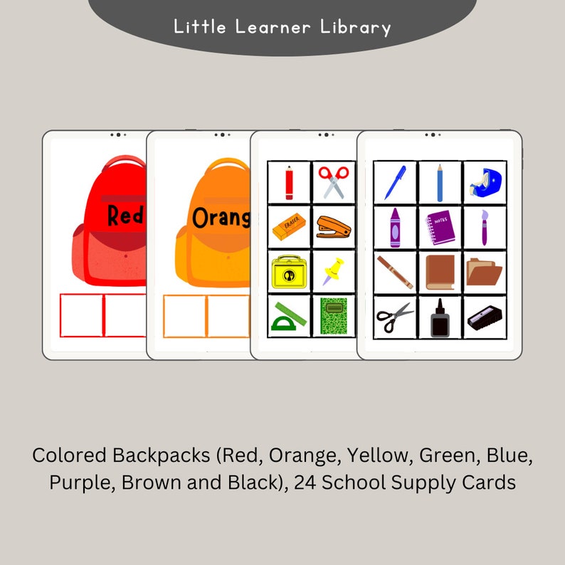 Back-to-school Backpack Color Sorting Activity Bundle - Etsy