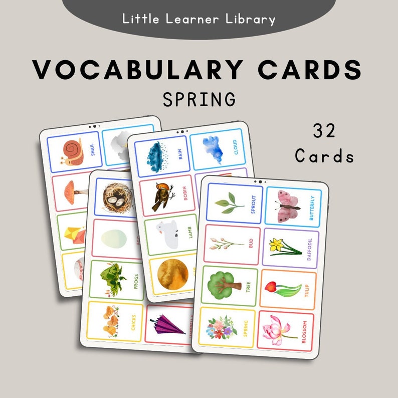 Spring Vocabulary Cards - Etsy