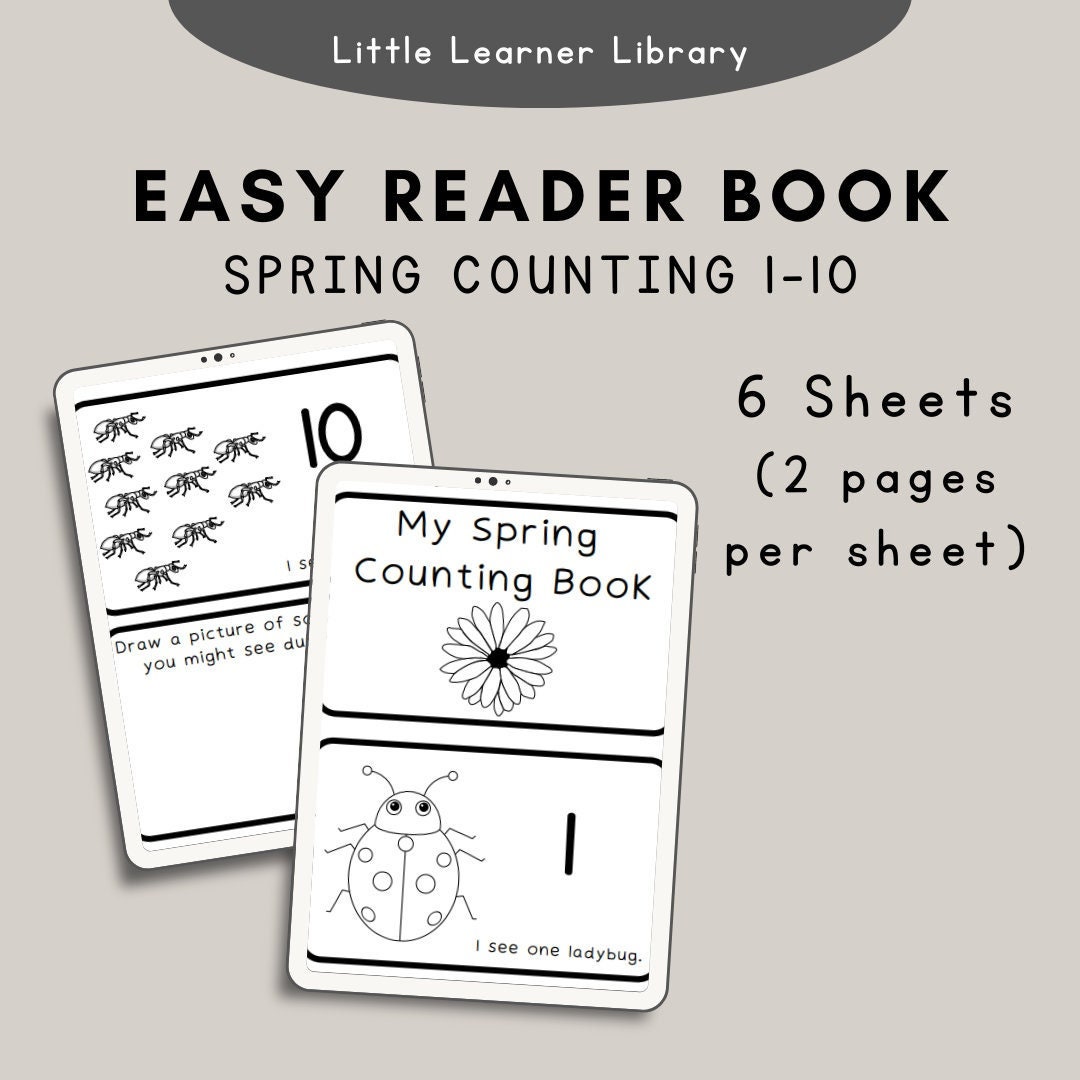Spring Counting (#'s 1-10) Easy Reader (printable Book) - Etsy