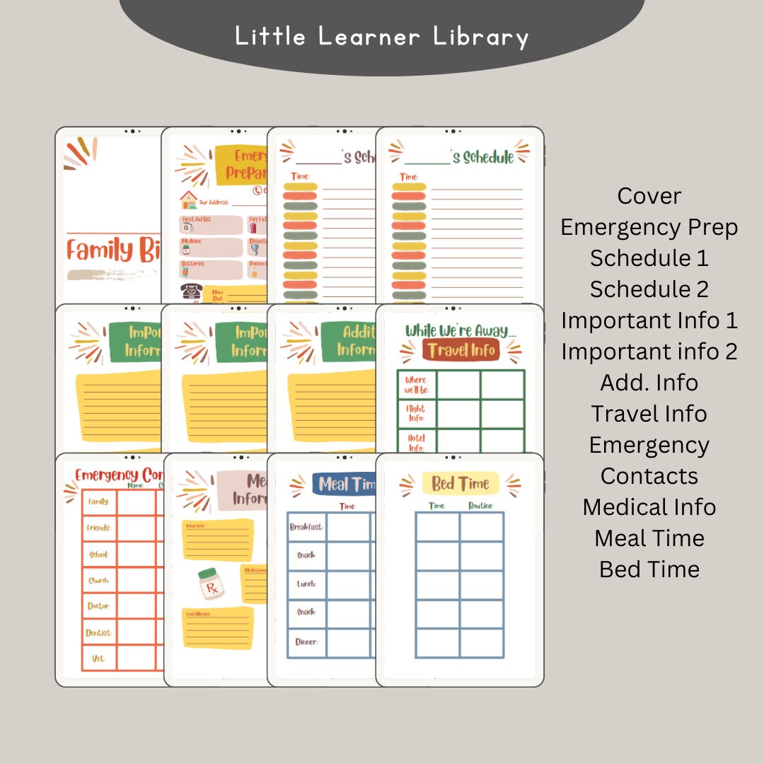 Family Information Binder Printable - Etsy