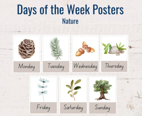 Days of the Week Posters Nature | Etsy