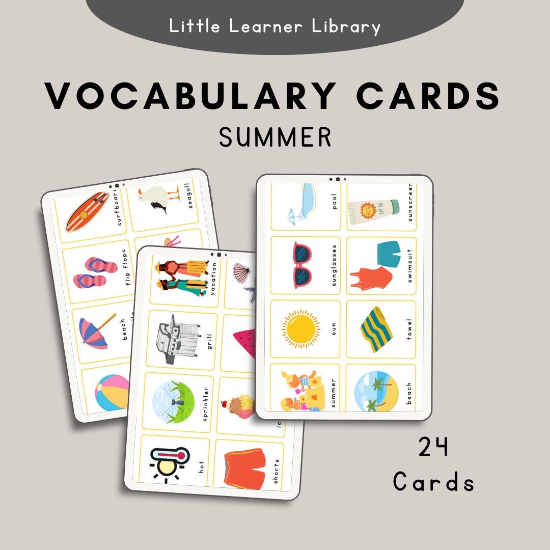 Summer Vocabulary Cards - Etsy