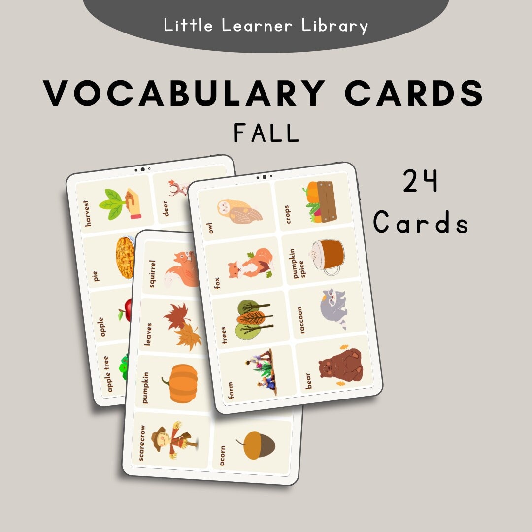 Fall Vocabulary Cards - Etsy