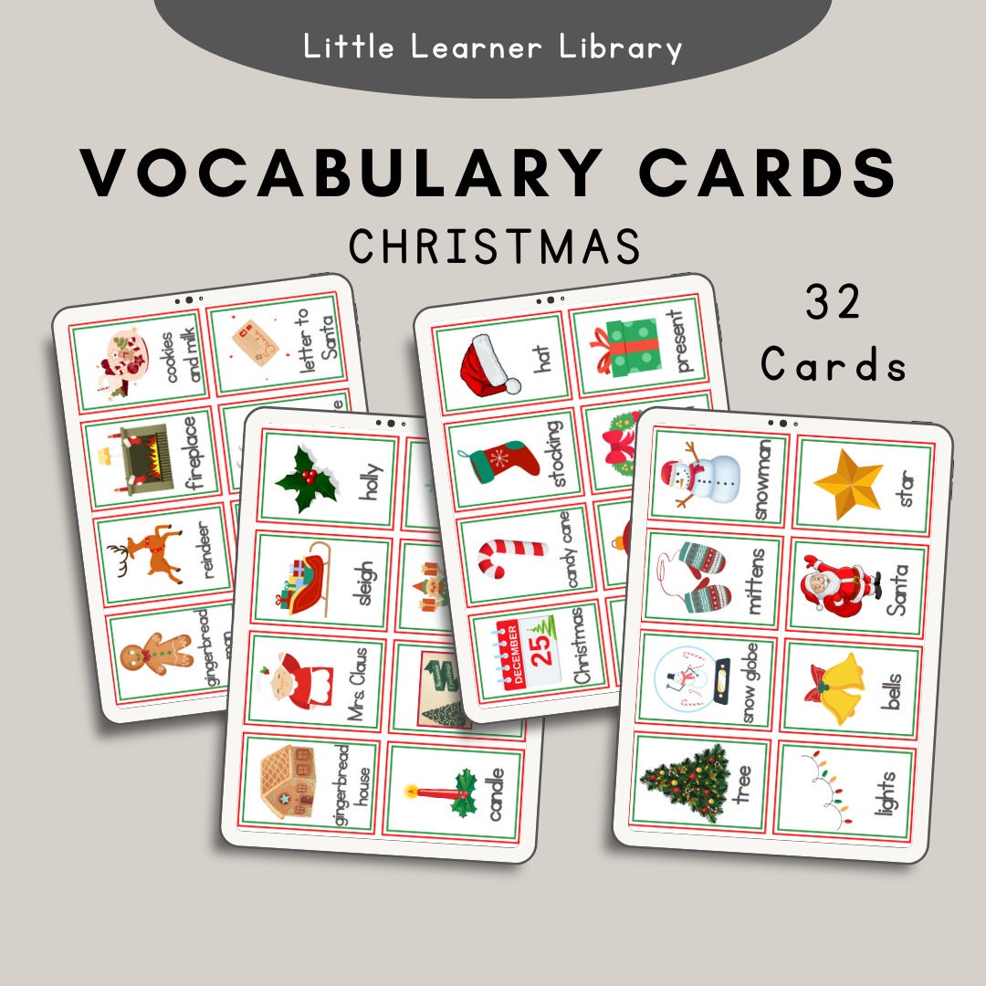 Christmas Vocabulary Cards - Etsy