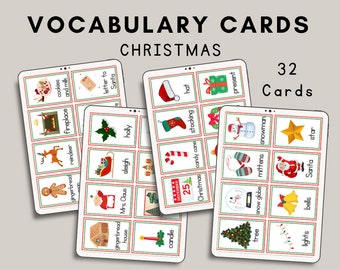 Printable Christmas Vocabulary Cards for Kids Set of 20 Fun and ...