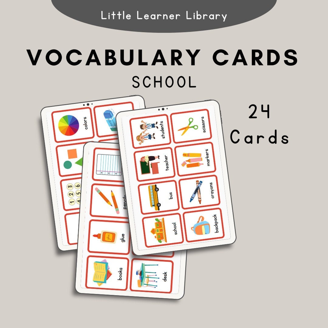 School Vocabulary Cards - Etsy