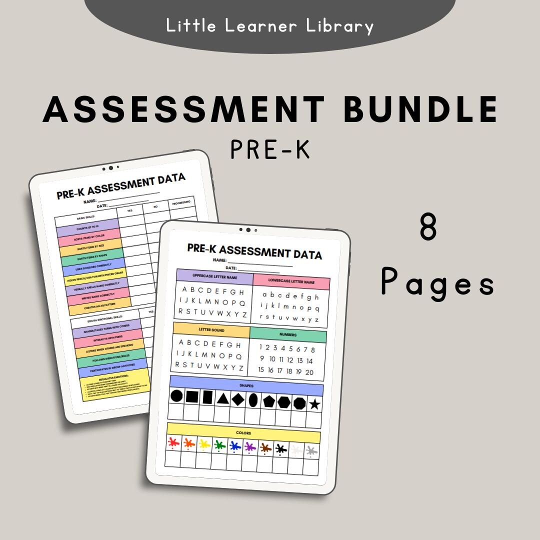Pre-k Assessment/data Tracking Bundle - Etsy