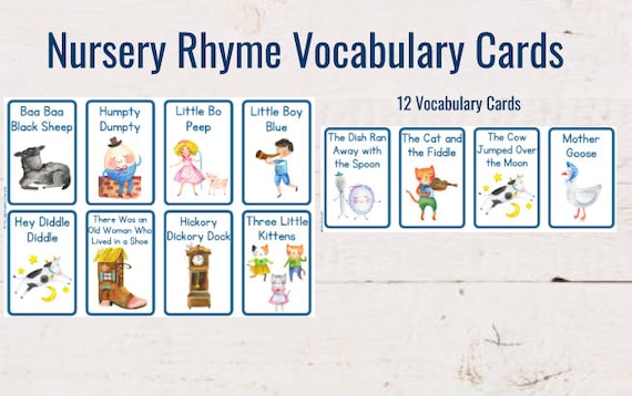 Nursery Rhyme Vocabulary Cards - Etsy