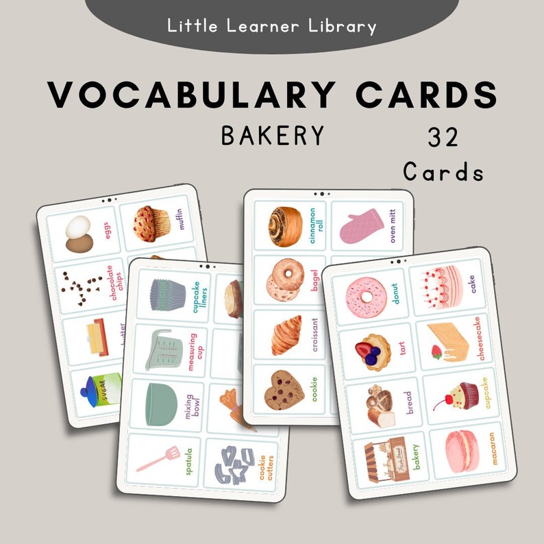 Bakery Vocabulary Cards - Etsy