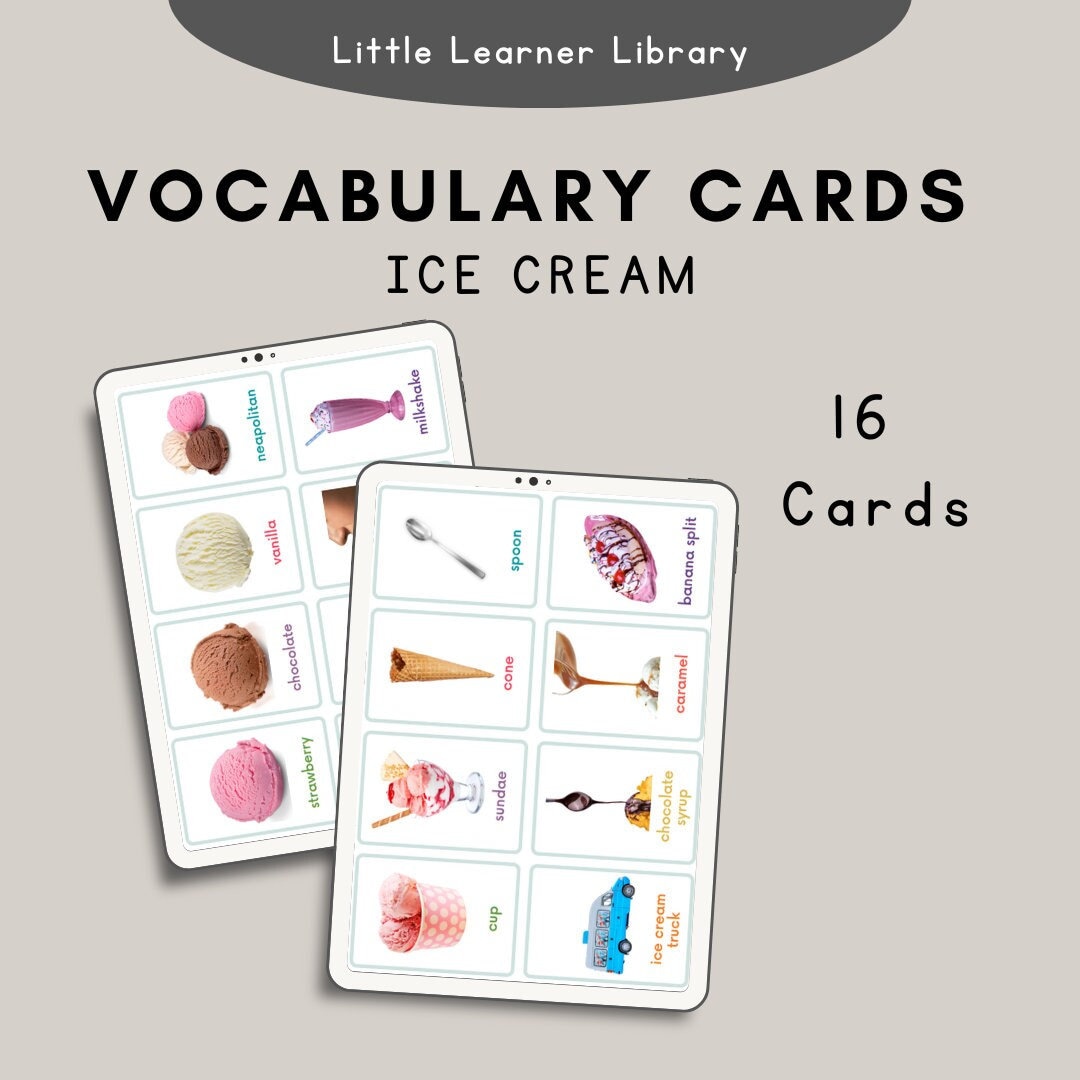 Ice Cream Vocabulary Cards - Etsy