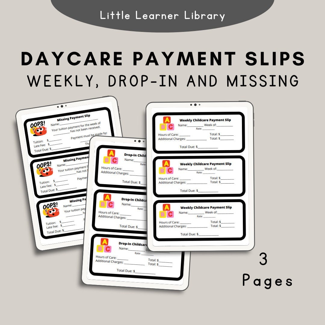 Daycare Payment Slips - Etsy