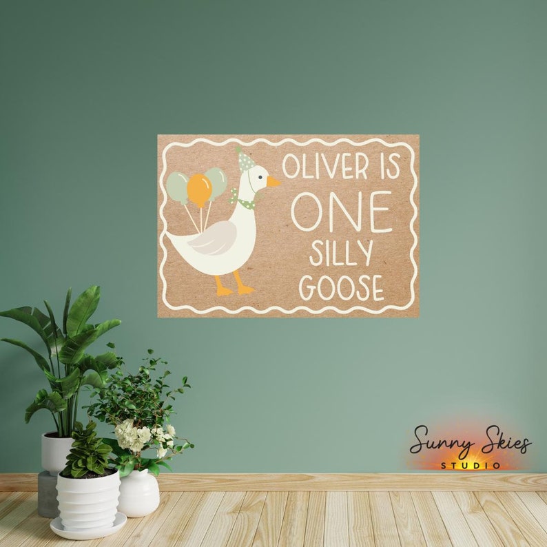 One Silly Goose Party Banner, Custom Painted Sign, First Birthday ...
