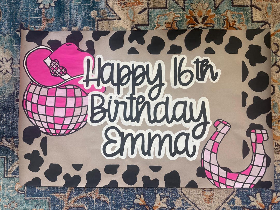 Hand-painted Disco Cowgirl Sweet 16 Banner: Nashville Party Backdrop - Etsy