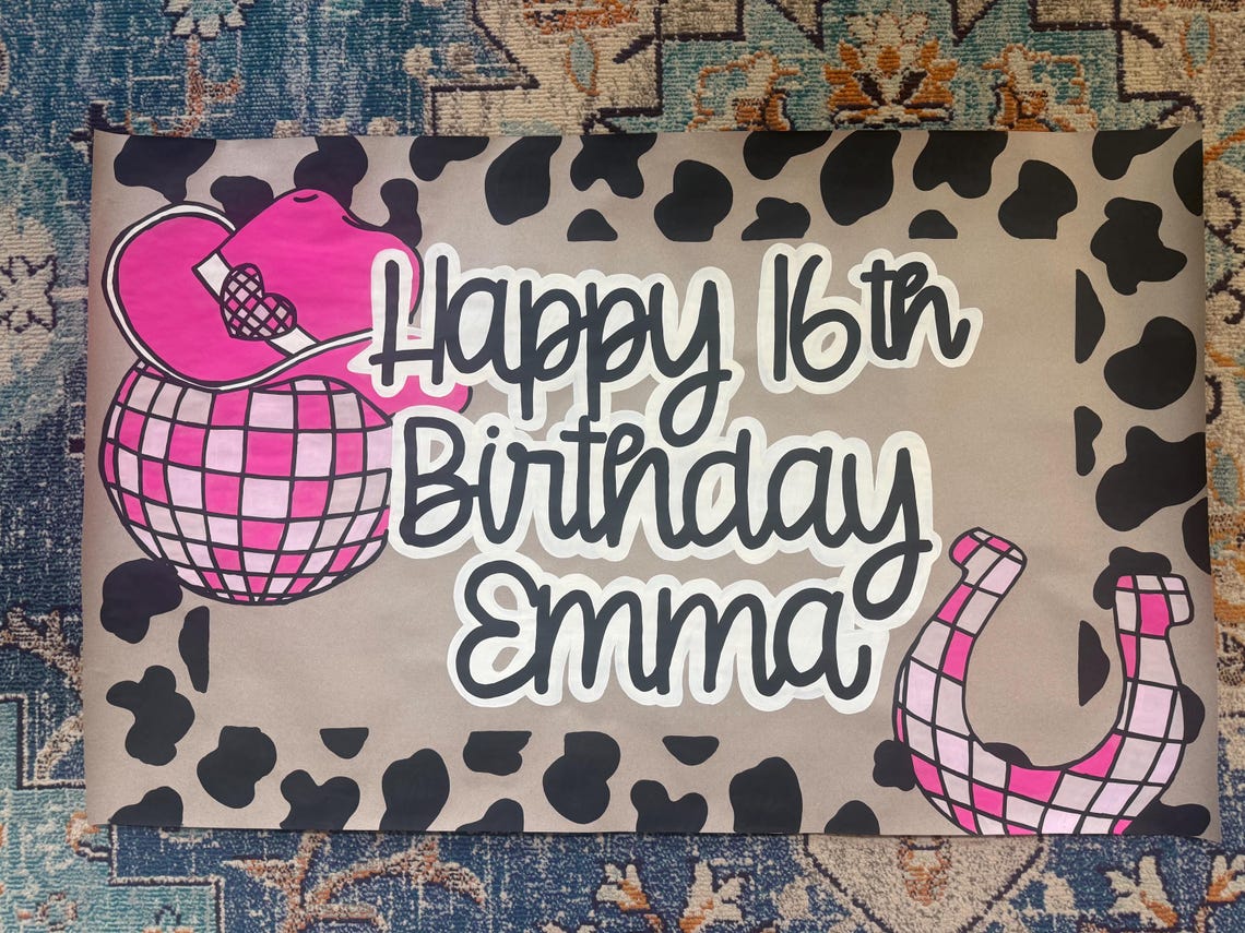 Disco, Cowgirl, Sweet 16, Birthday, Handpainted, Nashville, Pink and ...