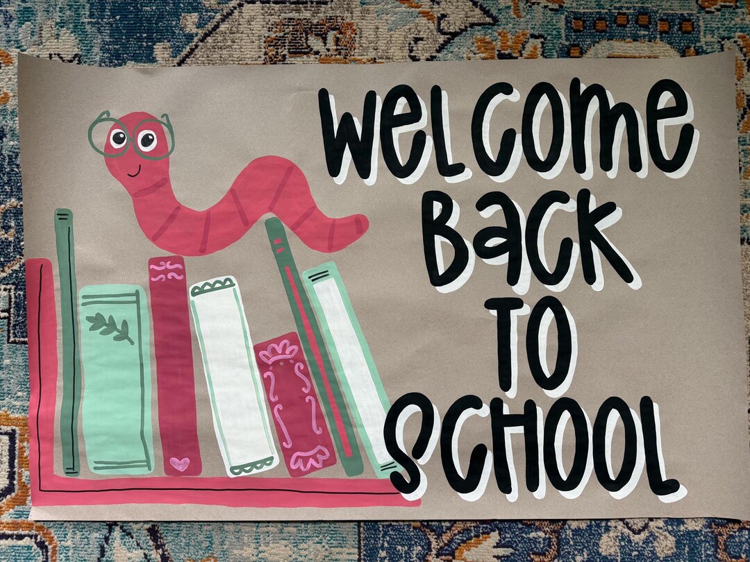 Hand Painted Back to School Banner: Bookworm Classroom Decor - Etsy