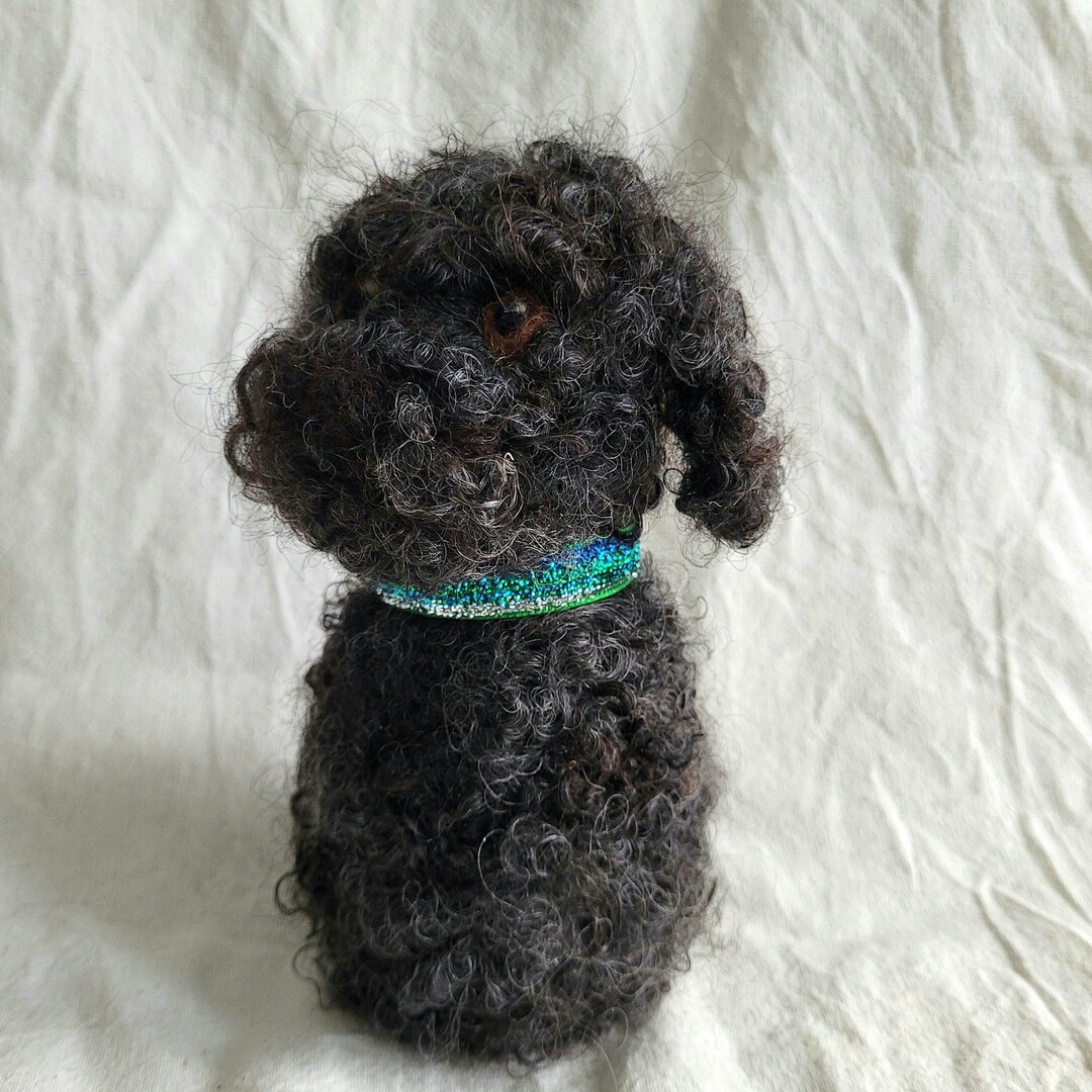 Pippy the Curly Black Felted Poodle Felted Poodle With Wool Locks - Etsy