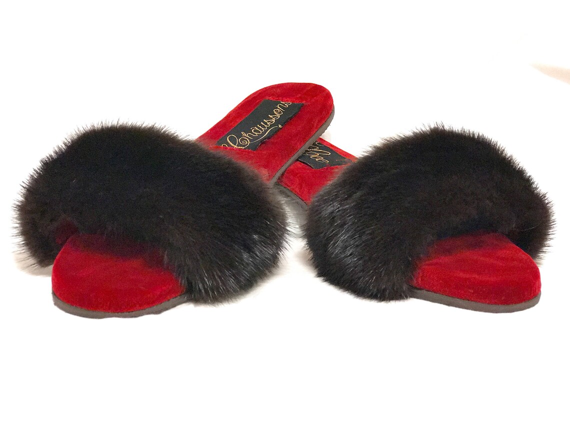 Chausson UpCycled Mink Slides in Black | Etsy