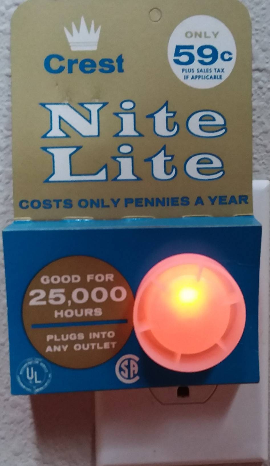 Crest Nite Lite, Night Lights, Vintage Nite Lite, Made in USA. Repeat ...